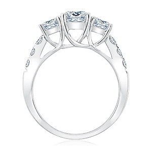 2 Carat 3 Stone Princess Cut Bridal Set Moissanite Engagement Rings for Women Platinum Plated Silver Princess Moissanite Rings -10