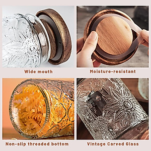 yoqelt Vintage Glass Jars with Wooden Lids, 2 Pack 34 oz Airtight Glass Food Storage Containers Sets for the Kitchen, Sugar Coffee Candy Spice Cookie Tea Pasta