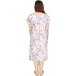 NY Threads Hospital Gown, Soft and Stylish Patient Gown (Small-Medium, White Rose - Pink)