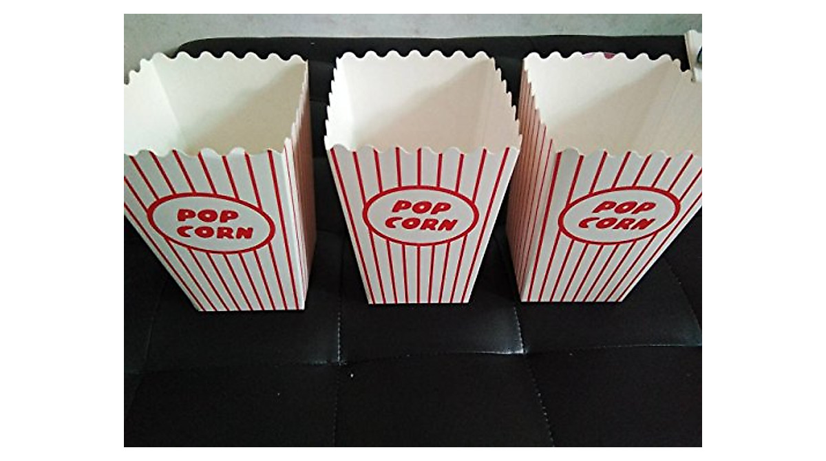Large Red and White Popcorn Boxes for Parties - 50 Pack