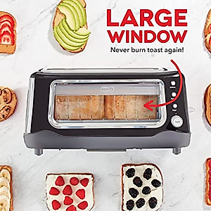 DASH Clear View Toaster: Extra Wide Slot Toaster with See Through Window - Defrost, Reheat + Auto Shut Off Feature for Bagels, Specialty Breads & other Baked Goods - Black