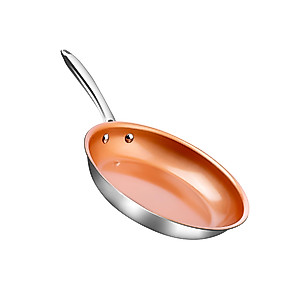 Gotham Steel Stainless Steel Premium 12” Frying Pan, Triple Ply Reinforced with Super Nonstick Ti- Cerama Copper Coating and Induction Capable Encapsulated Bottom – Dishwasher Safe