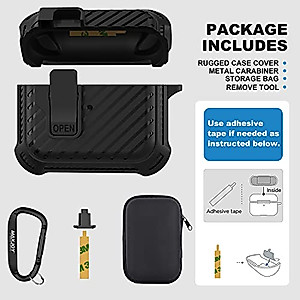 Maxjoy for Airpods 3 Case Cover 2021, Airpods 3 Protective Case with Automatic Secure Lock Gen 3 Military Hard Shockproof Cover with Keychain Compatible with Apple Airpods 3rd Generation 2021, Black