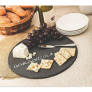 Fox Run 3808 Slate Cheese Board, Round Gray, 12 x 12 x 0.25 inches