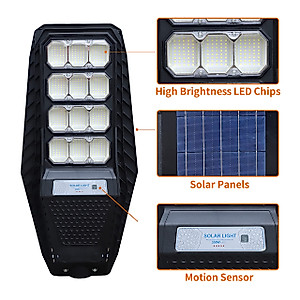 HangGe SUN 300W Solar Street Light Outdoor Lamp Dusk to Dawn LED Solar Lights with Remote Control 24000LM Flood Light Solar Powered,IP66 Waterproof Security Lighting,for, Yard Garden Street