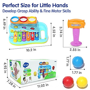HOLA Toys for 1 Year Old Boy Gifts Baby Toys 12-18 Months, Baby Toys 6 to 12 Months Toy Hammer with Music Sound & Light, Grab Shake Pound 9 Month Old Baby Boy Girl Toys 1 Year Old Boy Birthday Gift