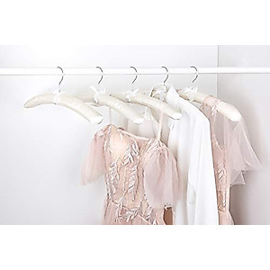 Amber Home 17 Inch Large Ivory Satin Padded Hangers for Women Clothing 5 Pack, Anti Slip Cushioned Hangers for Sweaters, Silk Hangers Fancy Dress Hangers for Wedding, Delicate Cashmere (Ivory, 5)