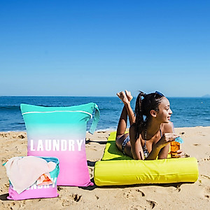 2 Pcs Large Travel Laundry Bag Waterproof Wet Dry Bag Washable Dirty Clothes Bag Bathing Suit Workout Bag for Gym Clothes Laundry Wet Clothes Swimming Yoga