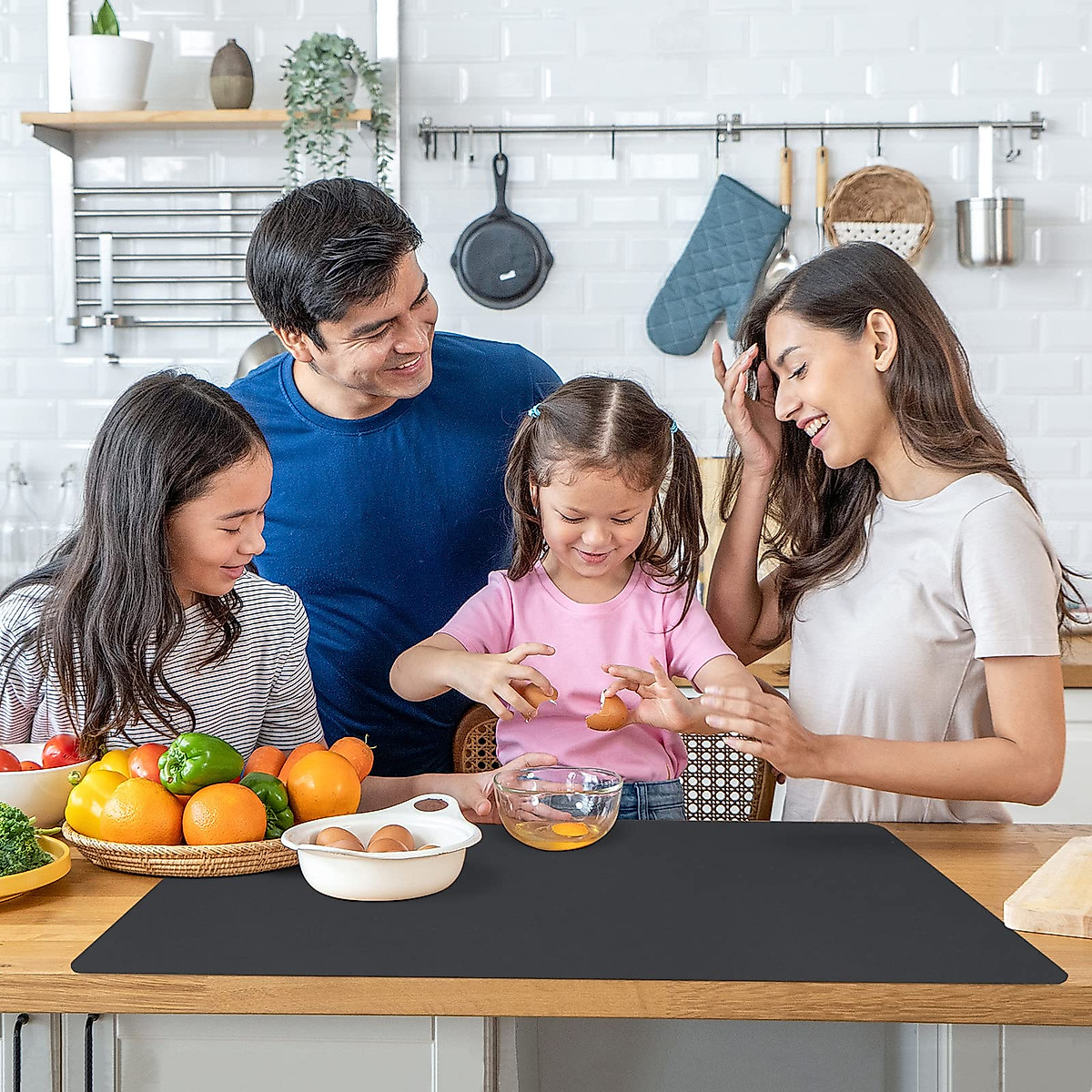 Large Silicone Mats for Kitchen Counter 0.05" Thick 46.8" Long X 23.6" Wide Gray, Heat Resistant Protector Pad Multipurpose Mat for Cooktop Table, Pets Mats, Art Painting Mats, Placemat