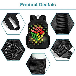 AMRANDOM Large Capacity Rucksacks, for Colorful Rubiks Cube Art Multipurpose Anti-Theft Carry On Bag with Padded Straps, College School Bookbag, Travel Hiking Backpack, Laptop Backpack