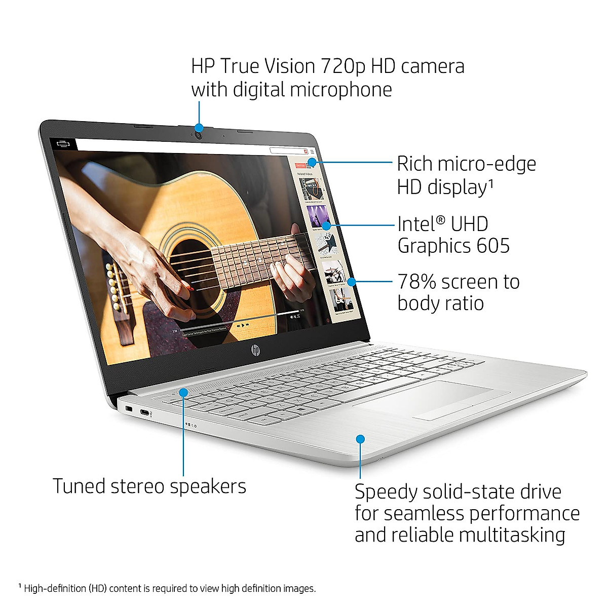 HP Premium Laptop, 14" HD Display, Intel Pentium Quad-Core Processor, 16GB RAM, 512GB SSD, Webcam, HDMI, Bluetooth, Wi-Fi, Windows 10 Wireless Mouse Bundle