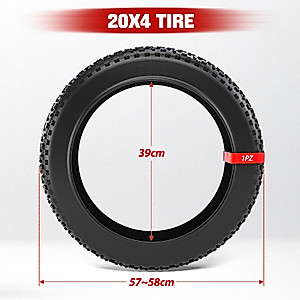 1PZ T20-X01 Fat Tire 20 x 4.0 Inch E-Bike Mountain Bicycle Tire Replacement for High-Performance Puncture-Resistant and All-Terrain Folding Electric MTB Tire with Offroad or Trail Riding