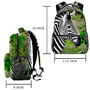 Zebra Pattern Large Backpack for Boys Girls SchoolBag with Multiple Pockets Canvas, 29.4x20x40cm/11.5x8x16 in