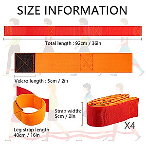 2 Sets 4 Legged Race Bands for Kids Field Day Team Building Games for Work Birthday Holiday Party Outdoor Activities for Adults Boys Girls Group Fun Games(39 x 4 Inch)