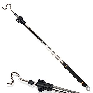 Clothes Hanger Reaching Hook Telescopic Adjustment it is Light and can Extend from 37" to 65" with 4.7 "Hook and Sponge Handle. (37-62)