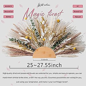 Natural Pampas Grass & Preserved Flowers Decor Wreath & Home Decoration Pieces Wall Hanging | dired Flowers Boho Decoration | Suitable for DIY Rustic Trendy Minimalist Farmhouse Room & Wedding Decor