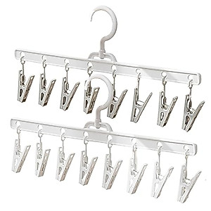 Laundry Hanger with Clips | Clothes Drying Rack, Children's Closet Clothes Hangers,8 Clips, Childrens Hangers for Laundry Room, Wardrobe, Clothesline, Window, Bathroom