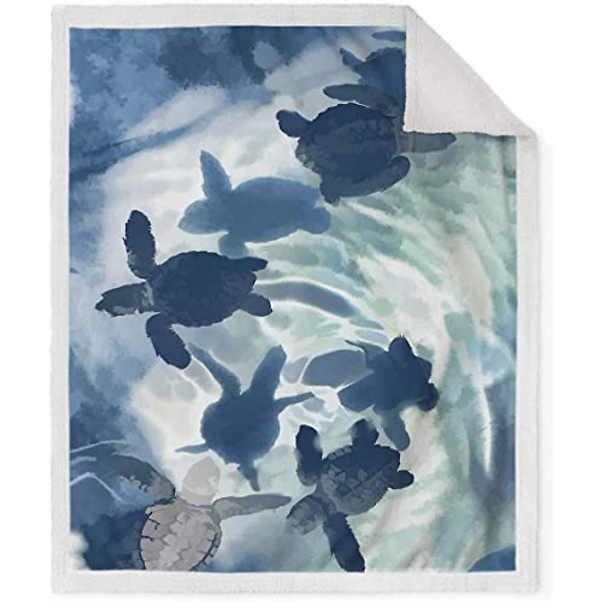 Jekeno Sea Turtle Sherpa Blanket Comfort Super Soft Print Throw Blanket for Adults Kids Gift Office 50"x60"