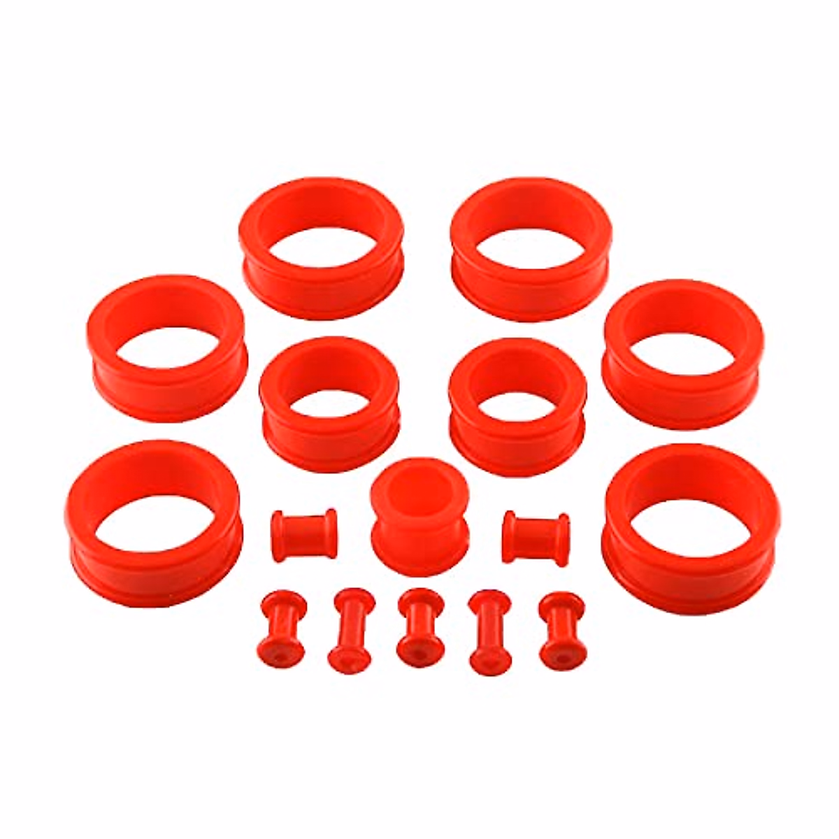 Pair 3/4" (19MM) RED SILICONE FLAT FLARE TUNNELS Double Flare Gauges Thin Soft Flexible Flesh Plugs (2pcs)