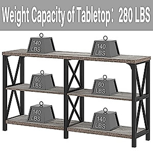 LVB Rustic Sofa Table, Farmhouse Console Table for Living Room, Hallway entryway Table with Storage, Entry Table for Foyer, Light Grey Oak, 55 Inch