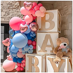 Blue Pink Balloon Garland Kit, 139Pcs Macaron Blue Hot Pink Balloon Arch Kit Latex Balloons 18/12/10/5 inch Different Sizes Balloon for Wedding Birthday Baby Shower Party Decorations