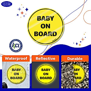 GEEKBEAR Baby on Board Car Sticker - Colorful, Reflective, Weather-Resistant - Circular 4.7 x 4.7 in (Light Pink - 2 Pack)