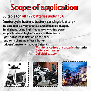 12V Sealed Lead Acid Battery Charger, 1300mA SLA Charger Adapter, Short Circuit Protection and LED Indicator Light, Automotive Accessories for Car, SUV, Tractor, Motorcycle