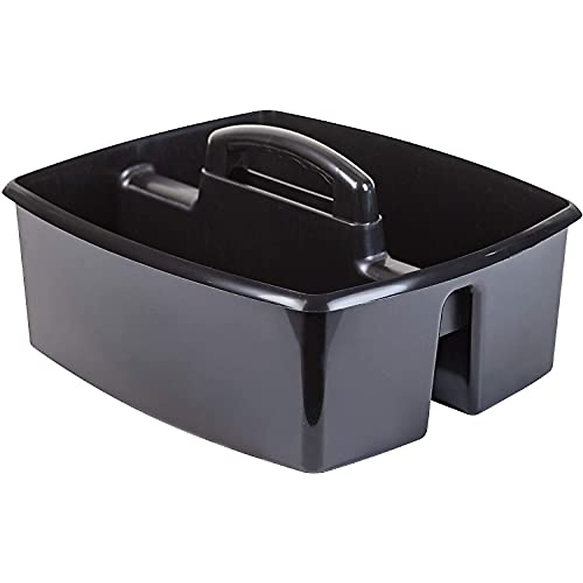 Storex 2-Compartment Large Caddy – Multipurpose Classroom Organizer with Handle, Black, 1-Pack (00973A06C)