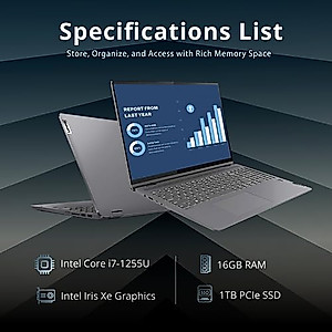 Lenovo IdeaPad Flex 5 16" 2-in-1 2.5K IPS Touchscreen Laptop, Intel Core i7-1255U, 16GB RAM, 1TB SSD, Backlit Keyboard, Fingerprint Reader, Win 11 Pro, Storm Grey, 32GB Hotface USB Card