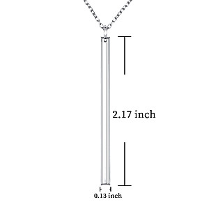 Alphm Long Chain Vertical Bar Y Necklace S925 Sterling Silver Pendant for Women Statement Jewelry