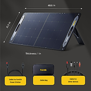 Fanttik 100W Portable Solar Panel, 23% High Efficiency Mono Foldable Solar Panel for Power Station with Adjustable Kickstand, Off Grid System for Camping, Road Trip, Emergency Black