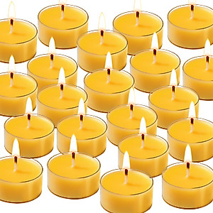 36pcs Beeswax Tealight Candles- 4 Hour Burn Time Natural Beeswax Candles Pure Handmade Bee Wax Candles Clean Burning for Dinner Table, Wedding, Spa Relaxation