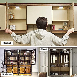 Amagle 4 Pack Magnetic Door Open Sensor Cupboard Drawer Closet Light Battery Operated Automatic Turn On Cabinet Light Stick Led Puck Lights Lighting for Wardrobe Kitchen Basement Trunk