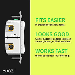 Zooz 700 Series Z-Wave Plus On/Off Switch ZEN71, White | Direct 3-Way (No Add-On Switch Needed) | Z-Wave Hub Required