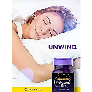 Carlyle Melatonin 12 mg Fast Dissolve 180 Tablets | Drug Free | Natural Berry Flavor | Vegetarian, Non-GMO, Gluten Free
