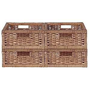 Niche Cubo Set of 4 Half-Size Foldable Wicker Storage Basket- Natural