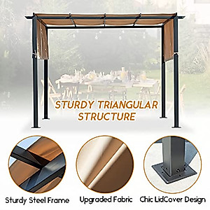 Warmally 10x10ft Pergola with Adjustable Sun Shade Canopy Cover Sturdy Steel Frame Outdoor Gazebo Shelter for Your Garden, Porch, or Backyard