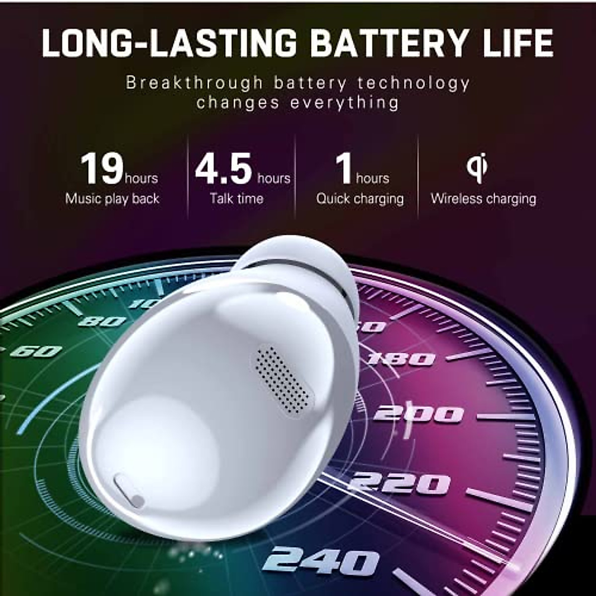 UrbanX Street Buds Pro Bluetooth Earbuds for Motorola Moto Z3 Play True Wireless, Noise Isolation, Charging Case, Quality Sound, Water Resistant (US Version) - Frost White