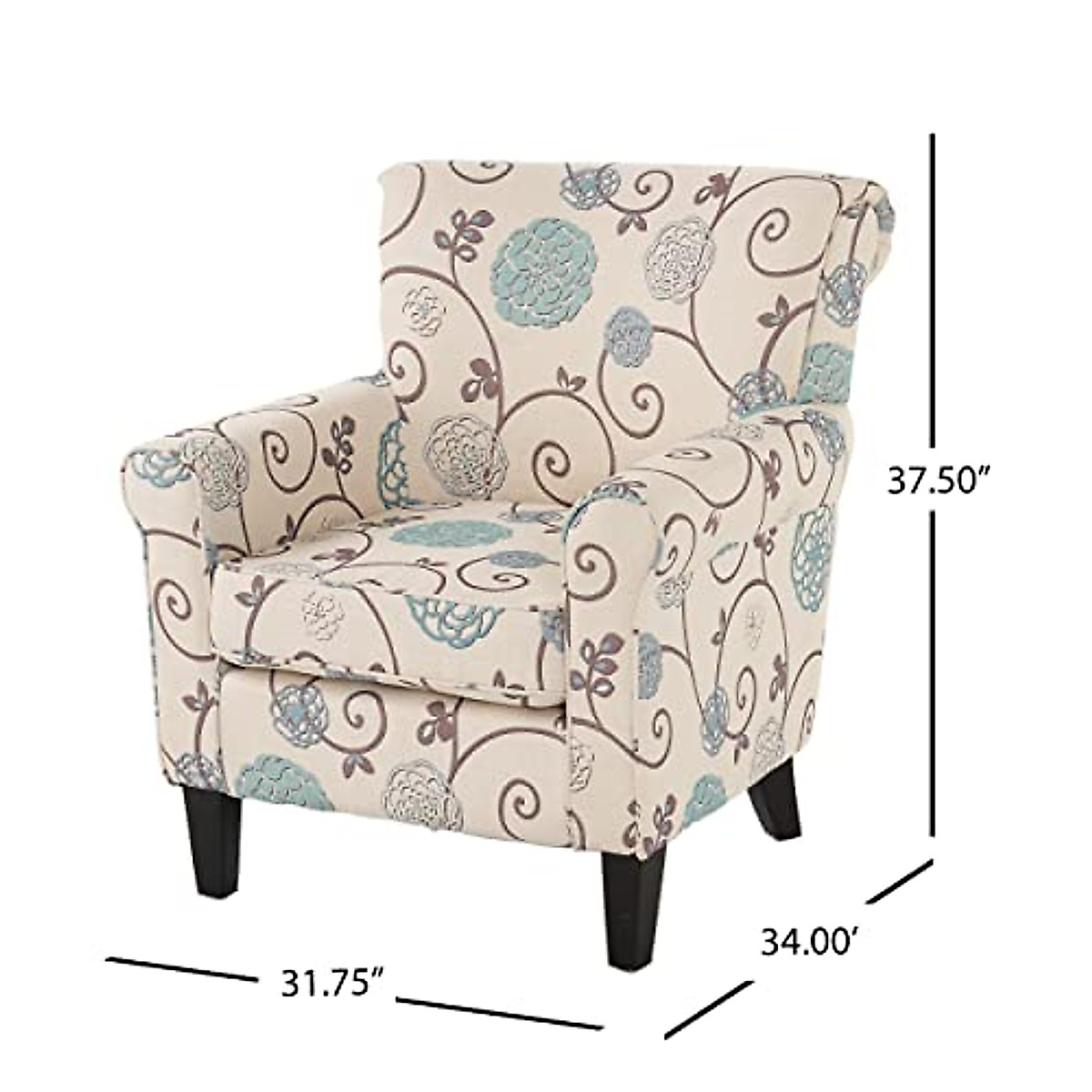 Christopher Knight Home Roseville Fabric Floral Club Chair, Blue Flowers