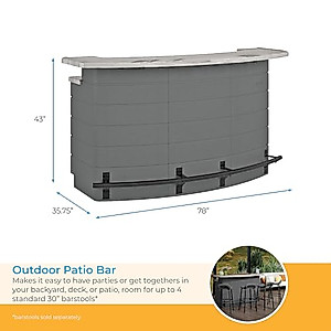 Suncast Backyard Oasis Entertainment Pull-Out Drawers and Shelving Space, Water-Resistant Outdoor Food and Bar Unit, Gray