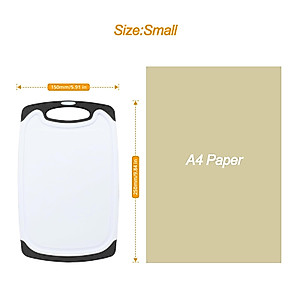 KUFUNG Kitchen Cutting Board - Juice Grooves with Easy-Grip Handles, Non-Porous, Dishwasher Safe (S, Black)