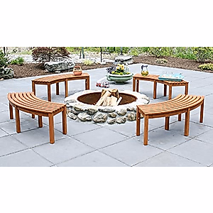Achla Designs 125-0011 Curved Backless, Natural Bench, Oiled Finish