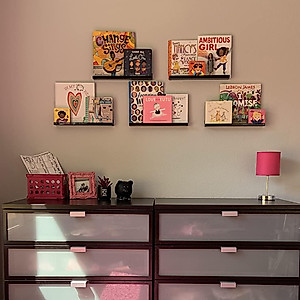 YFEEN 6Pack Black Acrylic Shelf Vinyl Record Shelf Wall Mount,15 INCH Acrylic Record Album Holder Shelves,Floating Book Shelves for Kids Room