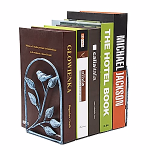 OwlGift Book Ends Cast Iron Bird Design Rustic Bookends for Shelves, Non-Skid Bookend, Heavy Duty Metal Book Stopper for Books/CDs, Decorative Book Shelf for Home - Turquoise