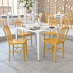 Flash Furniture Gael Commercial Grade 2 Pack Yellow Metal Indoor-Outdoor Chair