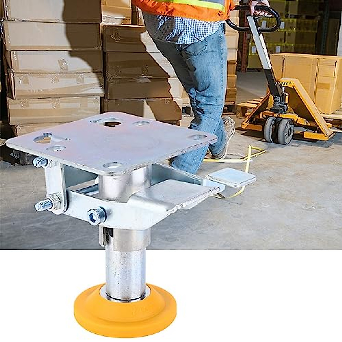 Manganese Steel Floor Lock,Adjustable Caster Lock,Secure Wheel Lock,Trolley Brake Floor Lock Manganese Steel Trolley Cart Lock with TPU Pad,100kg Load-Bearing,for 4~5in Casters (X-75-32-3), Manga