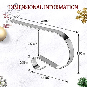 Christmas Stocking Hooks Set of 4 Multiple Uses Safety and Without Damage Adjustable Stocking Holder Home Kitchen Hanging Hooks Silver