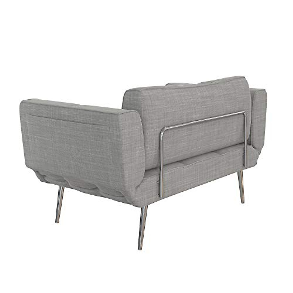 Novogratz Leyla Loveseat with Magazine Storage, Adjustable Sofa Bed Armrests to Convert into a Couch Sleeper, Light Gray Futon