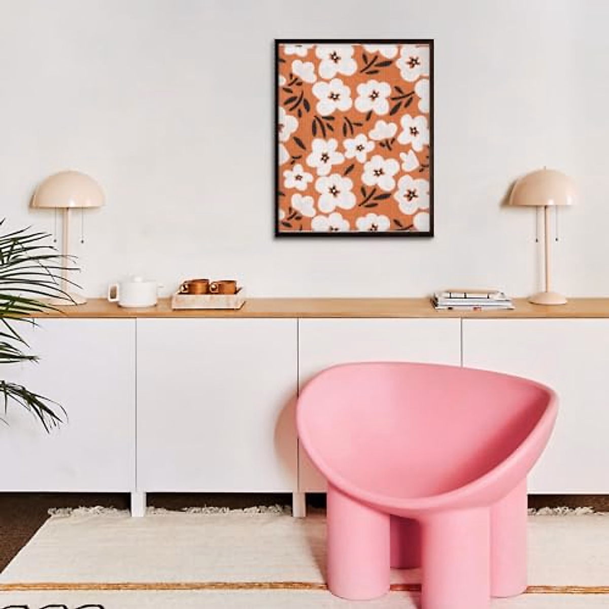 VEASPAEX Diamond Painting Kit Orange Background Flowers Pattern Adult Diamond Art Kit 8x10 inches DIY Digital Painting Full Drill Diamond Dot Craft Suitable for Home Wall Art Decoration.