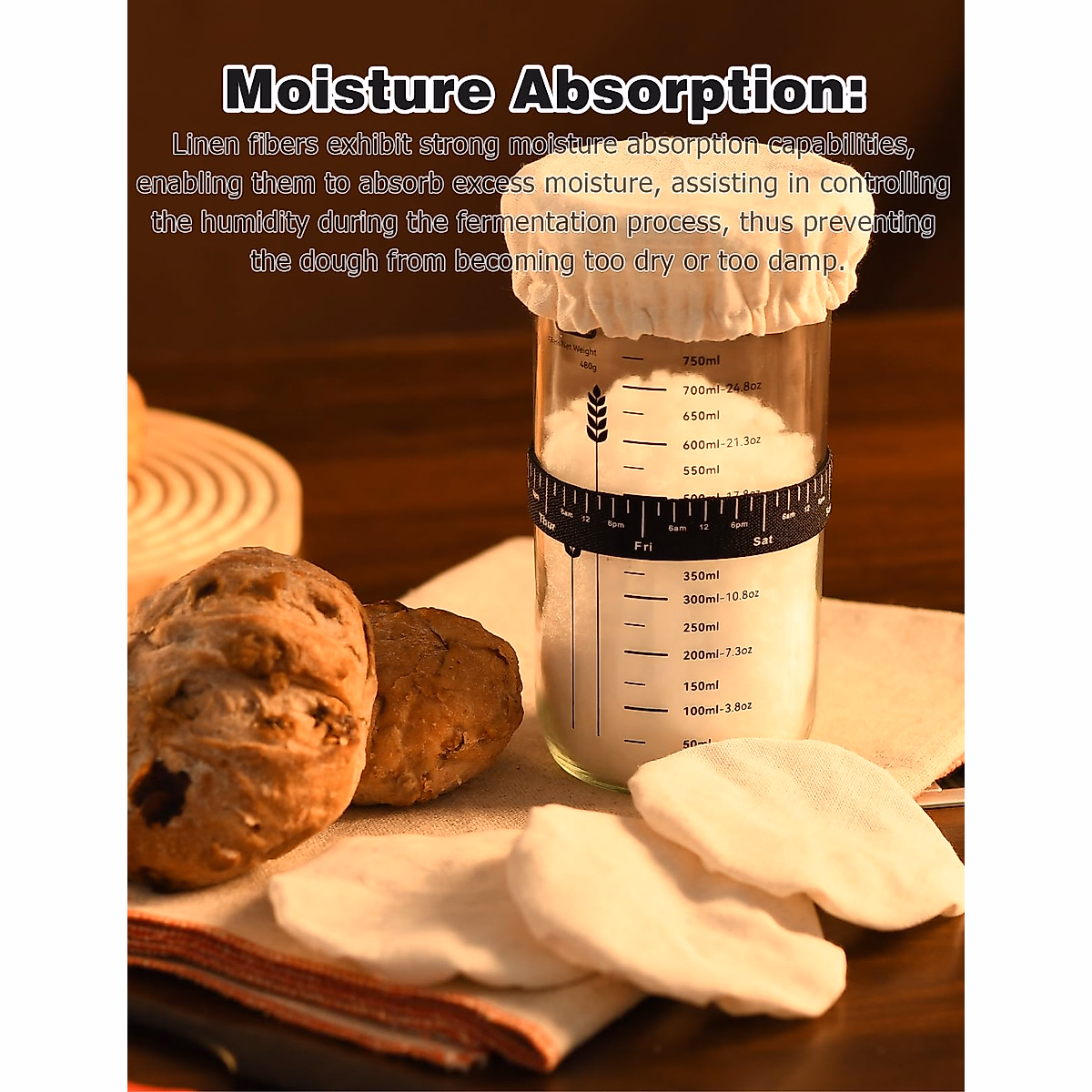 100% Linen Jar Covers, 5pcs Cloth Covers for Sourdough Starter Jars with Diameter of 3-4 Inch